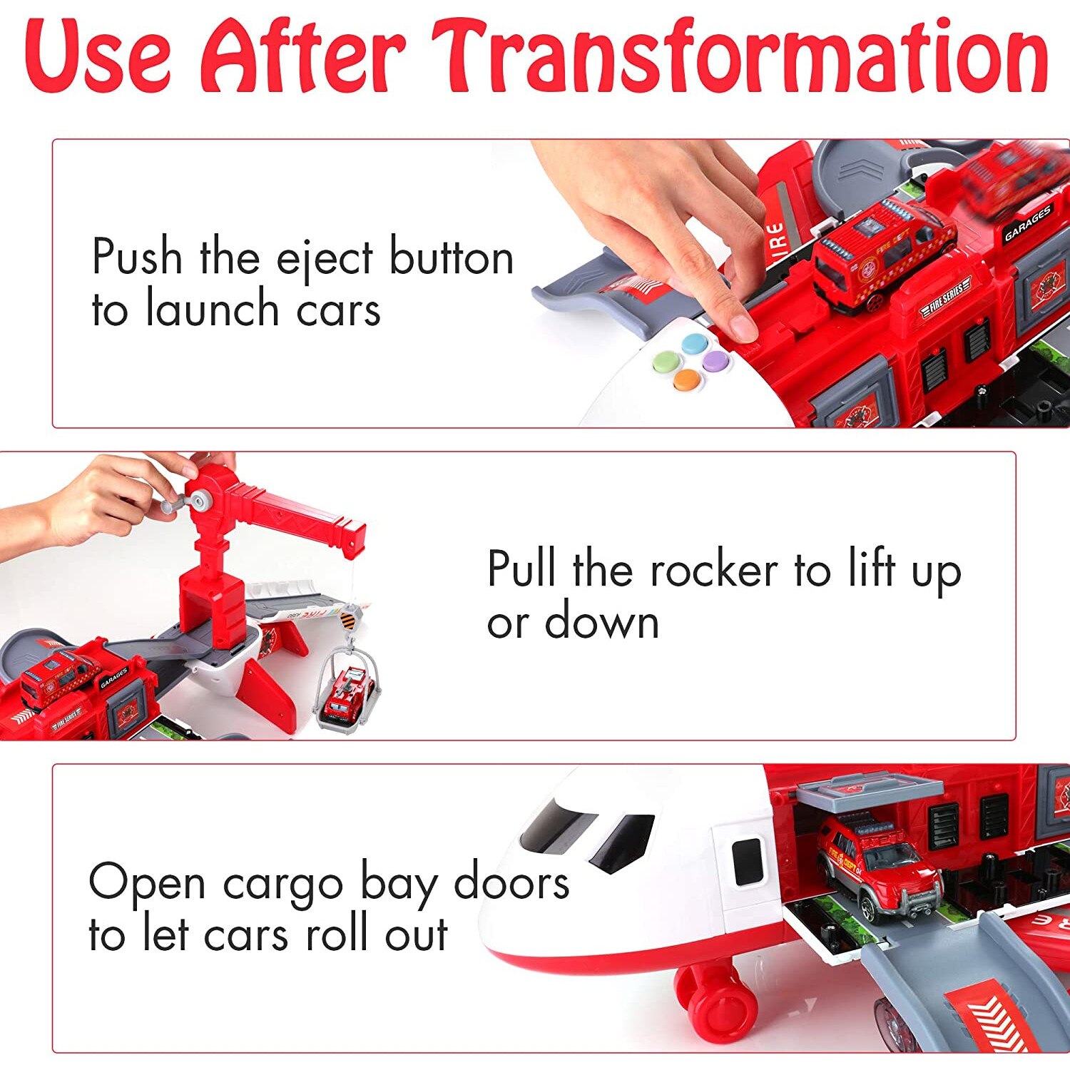Set Avion Interactiv de Jucarie cu 4 Vehicule, The Fire Station, Efecte ...