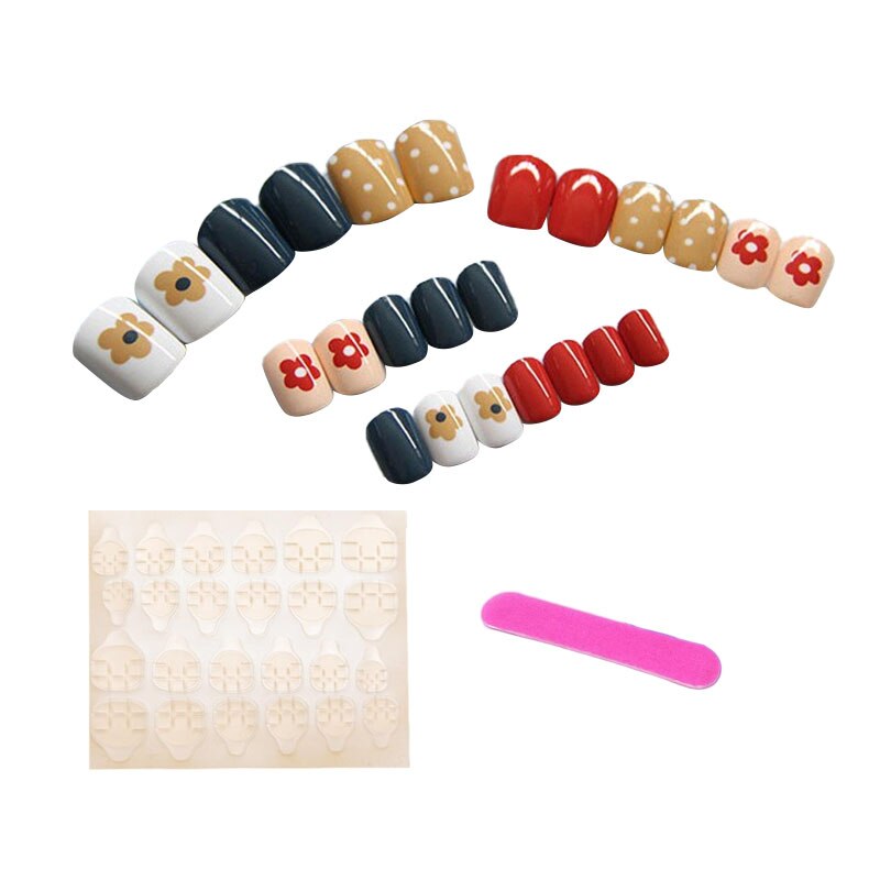Set unghii 24 buc, LXNZUHN, Manichiura lunga prin presare, Cu pila de ...