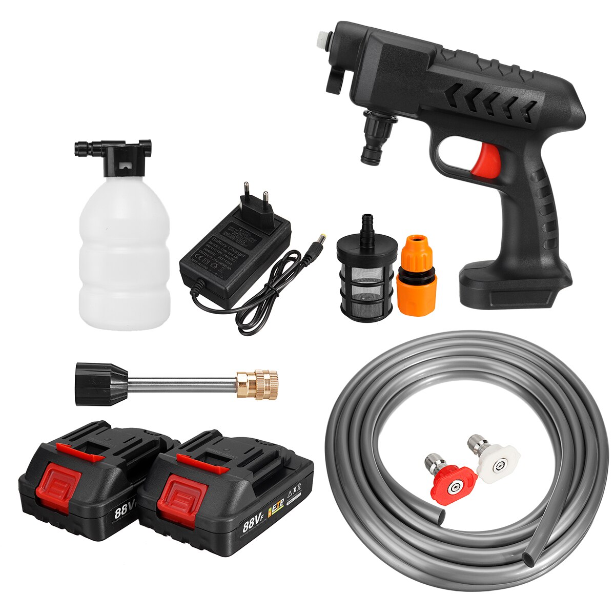 Magasnyomású mosó, AUDEW, 2 elem, 8 l/perc, 1300 W, 60 bar, fekete - eMAG.hu