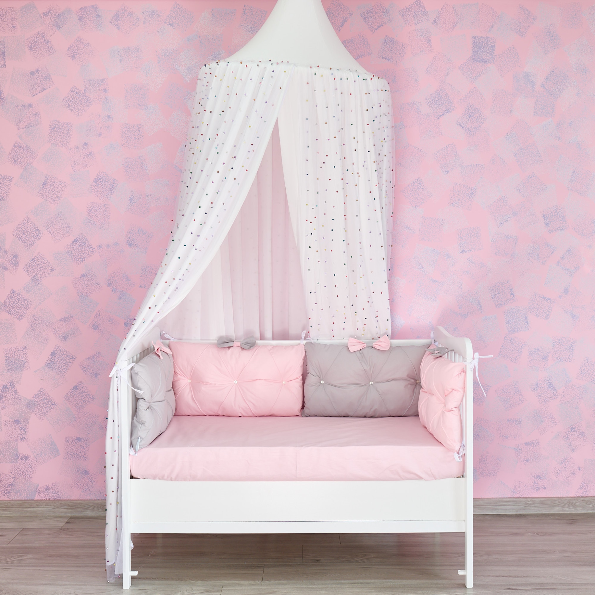 Baldachin pentru tavan de 220cm din tulle si voal, alb - eMAG.ro