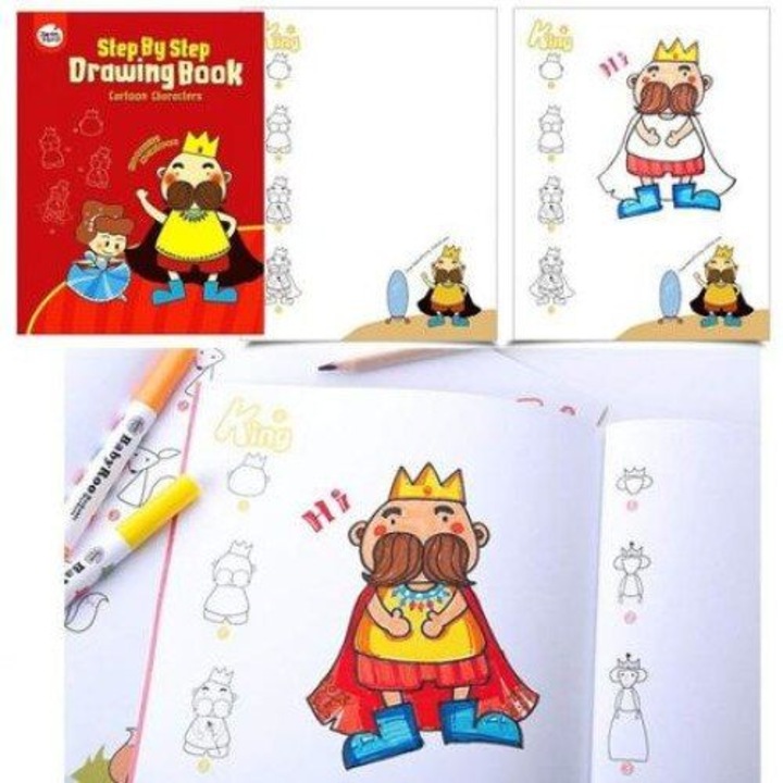 Carte de colorat si desenat mare, Personaje, Curs pentru desen Pas cu ...