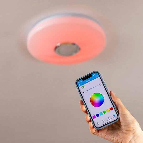 Plafoniera LED Smart, cu lumina RGB, difozor de muzica Bluetooth ...