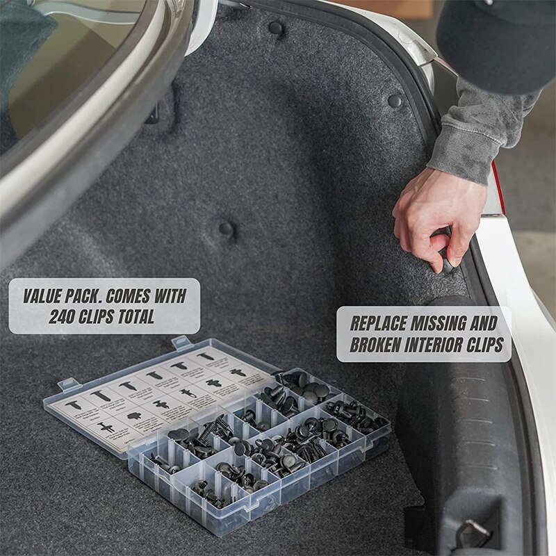 Set 240 bucati cleme de fixare auto si cutie de depozitare - eMAG.ro