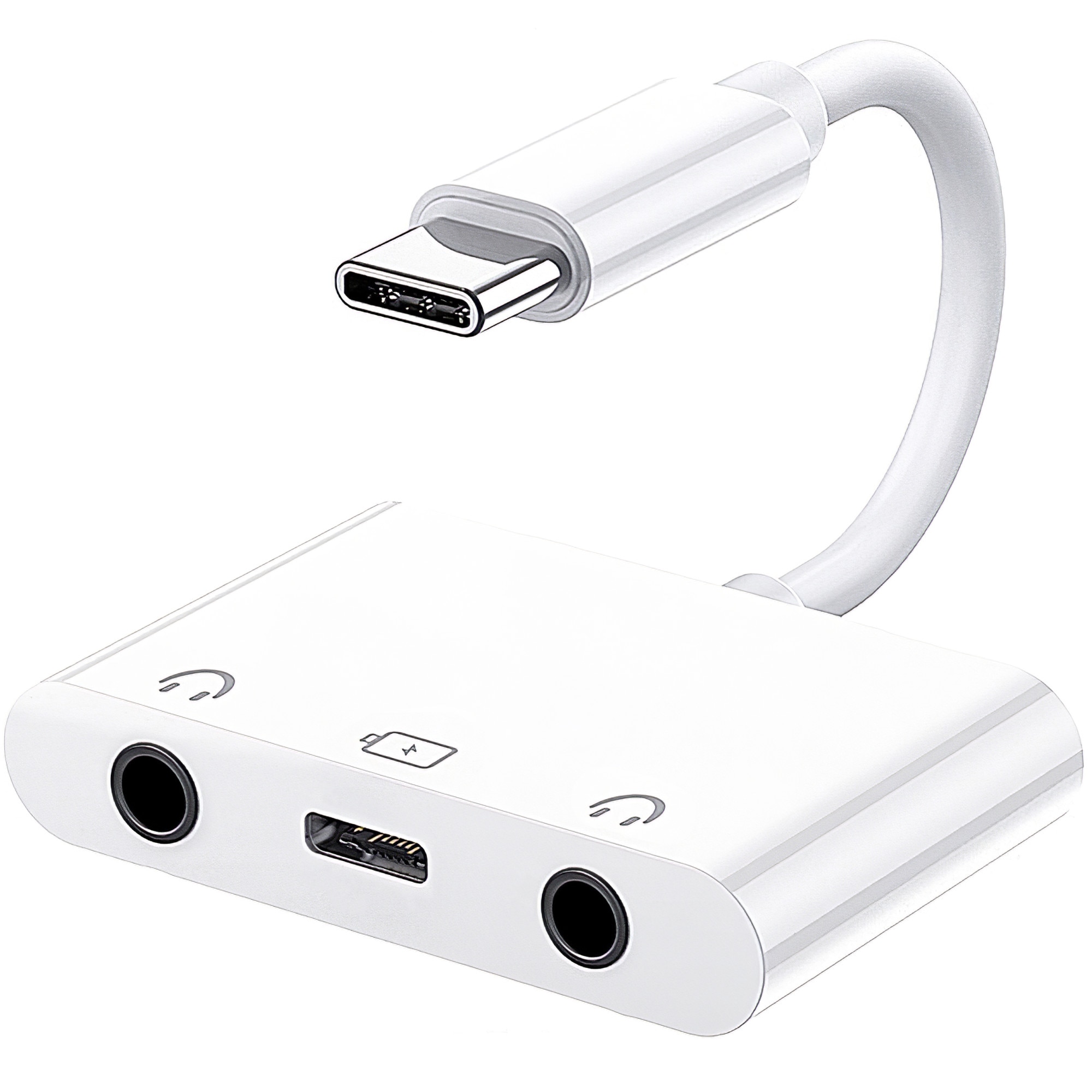 Adaptor Audio USB-C - USB-C / 3.5mm OEM, Alb - eMAG.ro