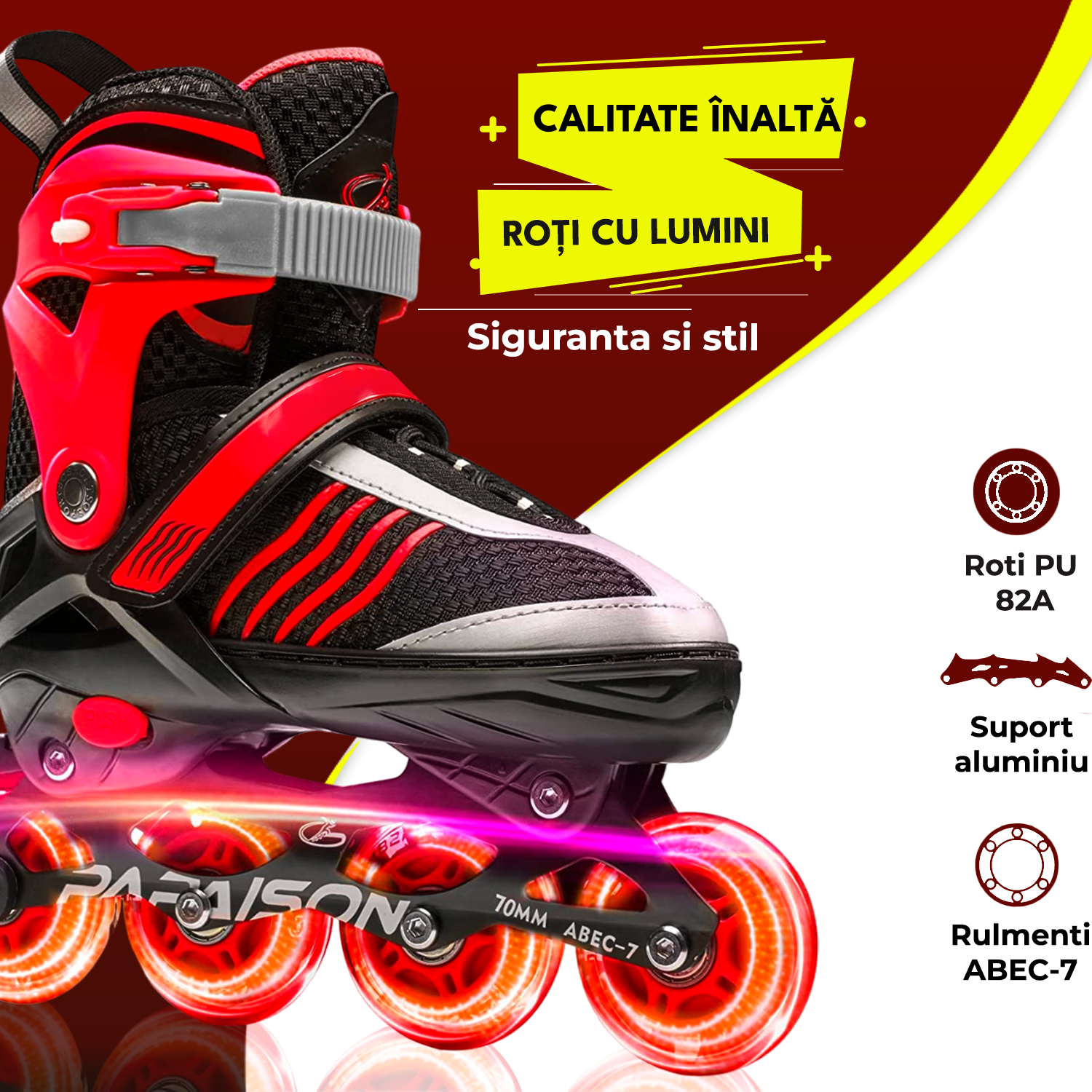 Регулируеми ролки за деца и възрастни светещи силиконови колела 4 колела в една линия лагери