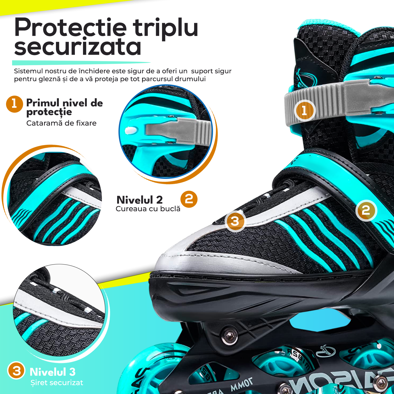 Регулируеми ролери за деца и възрастни светещи силиконови колела 4 колела в една линия лагери