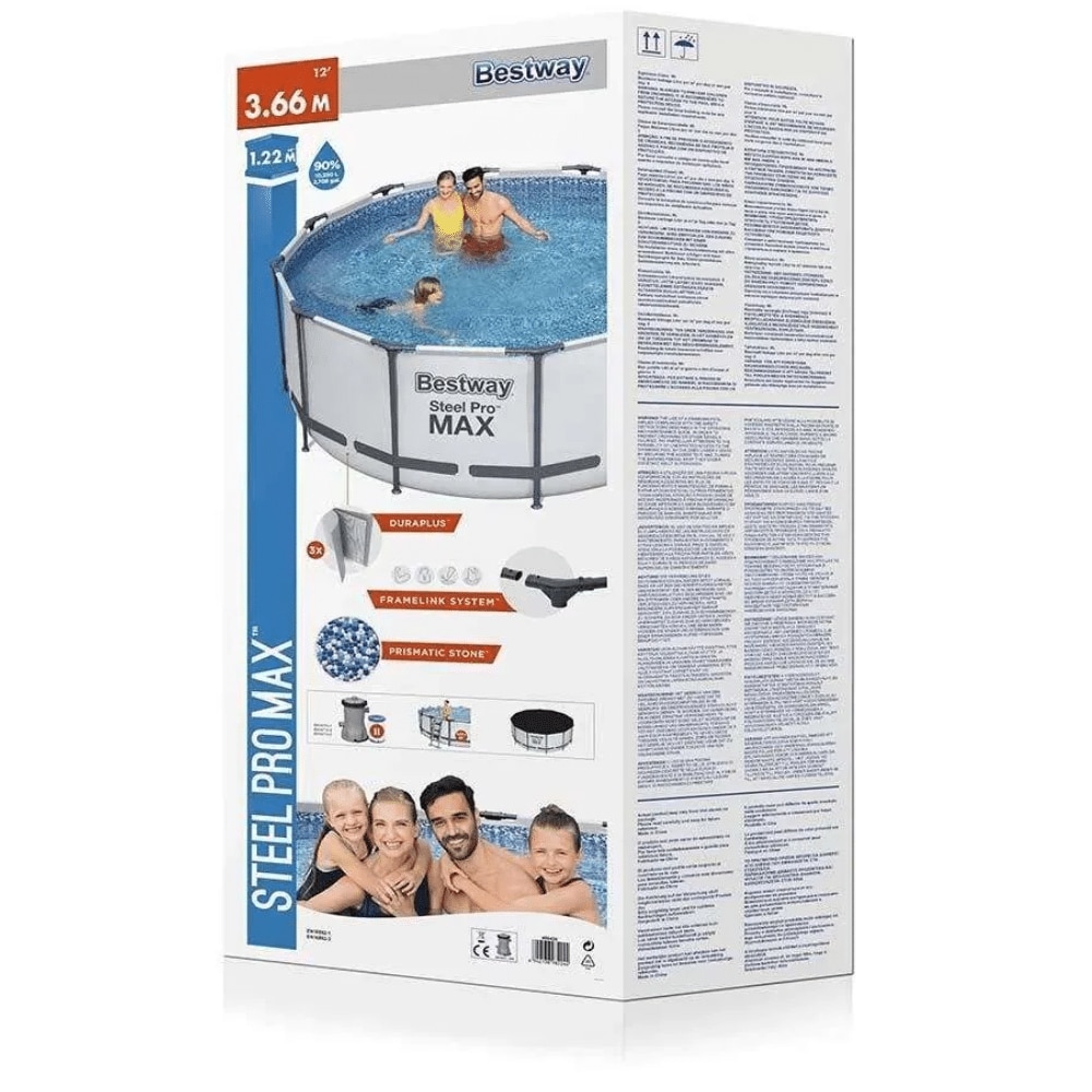 Piscina cadru metalic Bestway, 366x122cm, 10.250 litri, cu pompa de ...