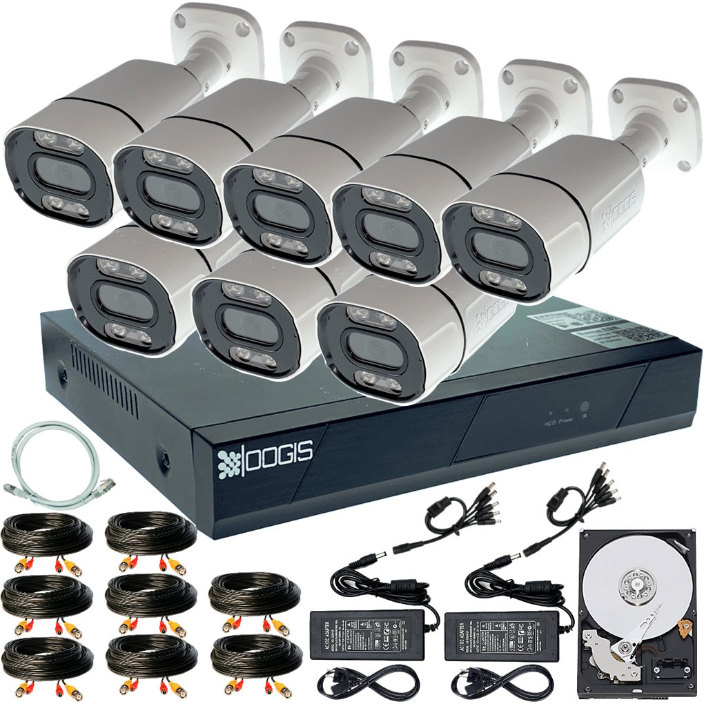 Kit Supraveghere OOGIS™ K8MX8CC-20 cu 8 Camere 8MP (4K) Color 30m ...
