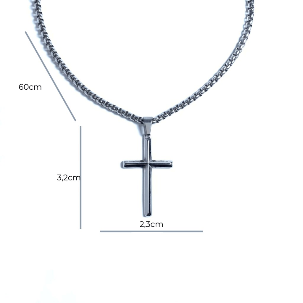Colier barbati, Inox 316L, Cu mesaj, Cruce - eMAG.ro