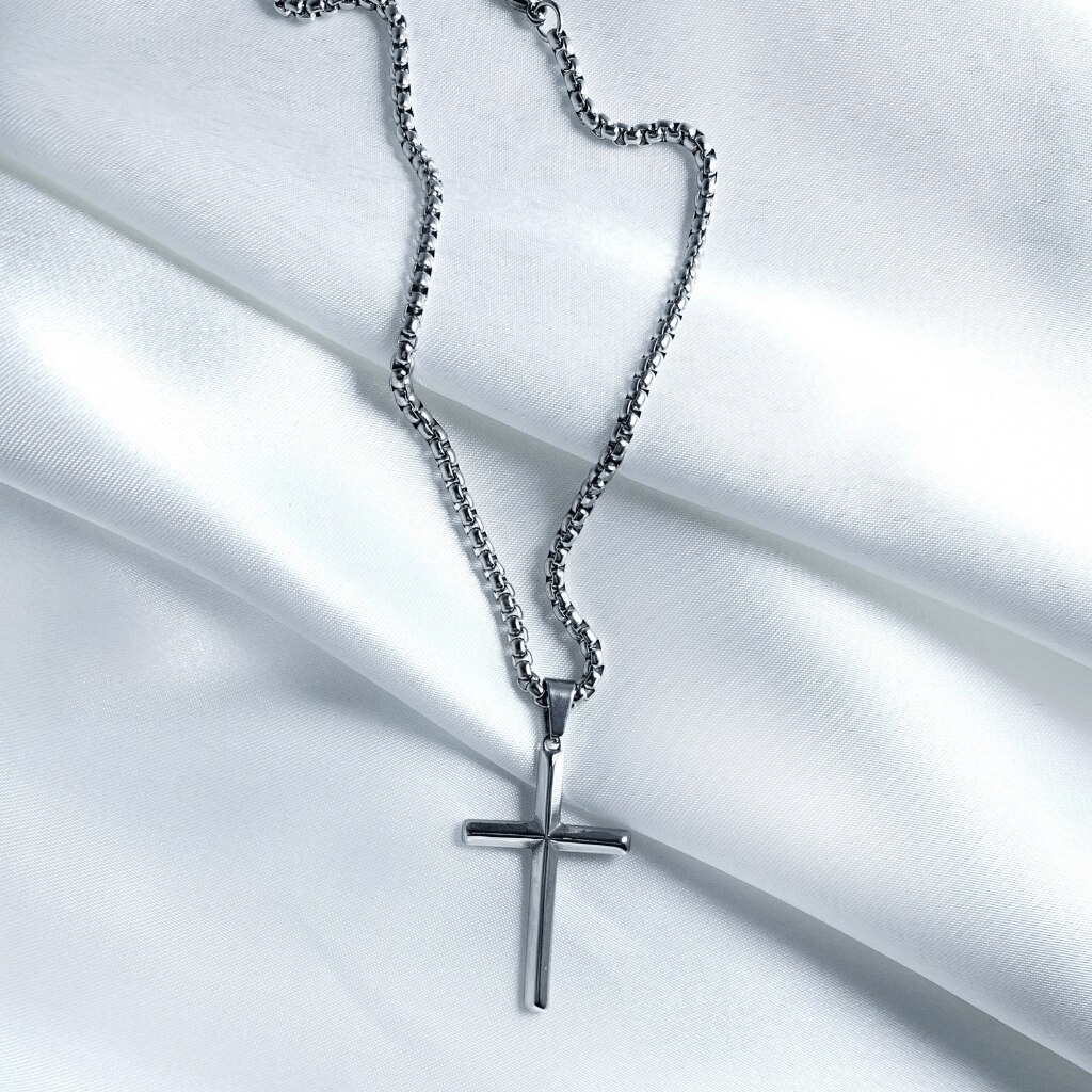 Colier barbati, Inox 316L, Cu mesaj, Cruce - eMAG.ro