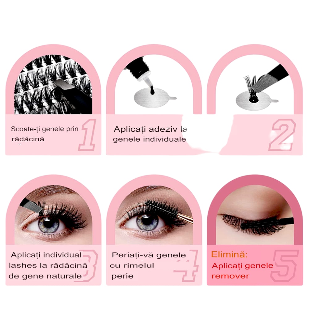 Set 2x70 Gene false DIY, Aspect natural, Curbura C, Lungime Mixt, Negru ...