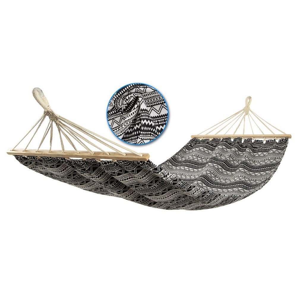 Hamac de gradina, Ryokokamp, pentru 2 persoane, 200x150cm, alb-negru ...