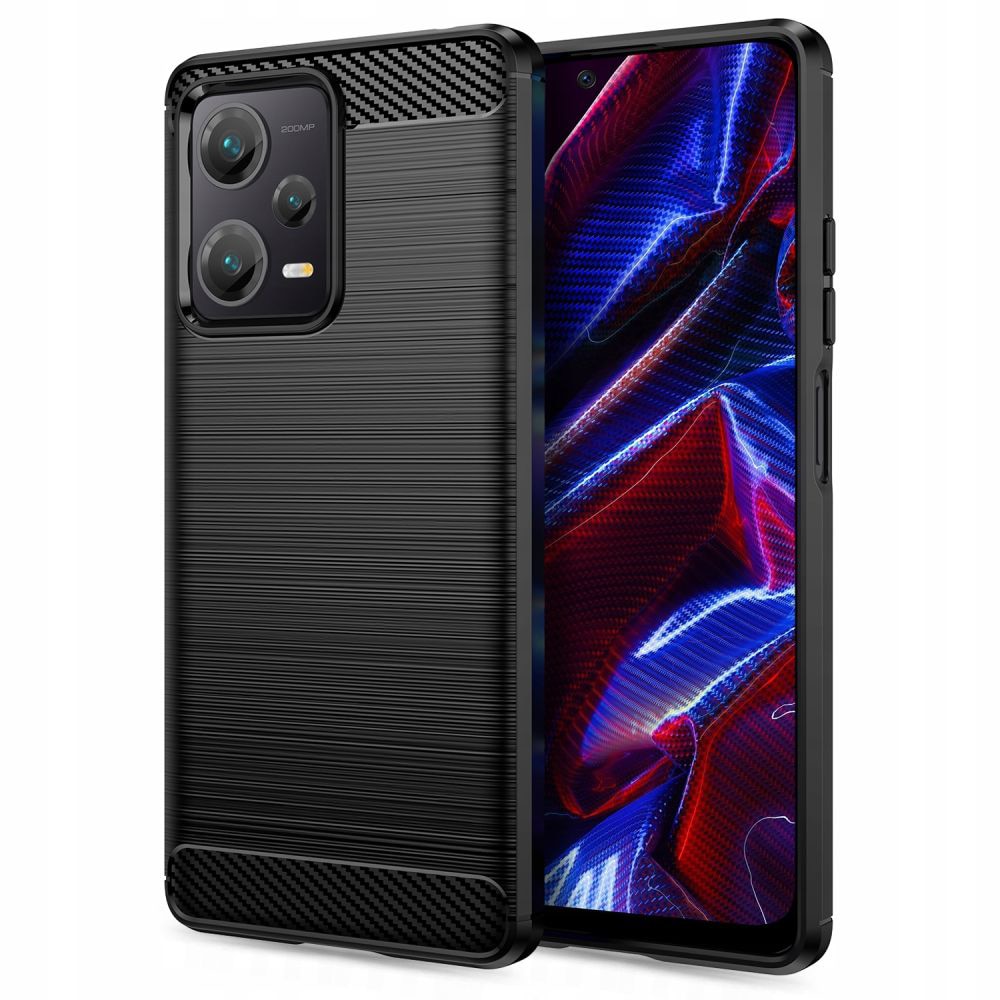 Husa pentru Xiaomi Redmi Note 12 5G Techsuit Carbon Silicone, negru ...