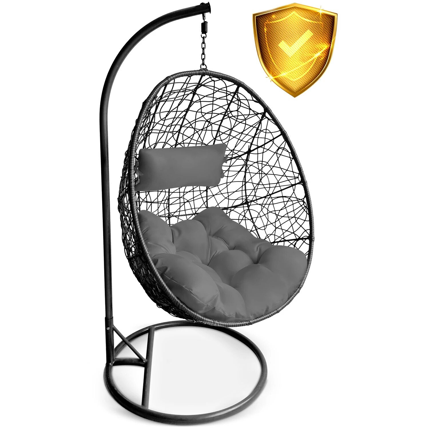 Fotoliu suspendat pentru gradina Brava gri cu perne moi, design modern ...