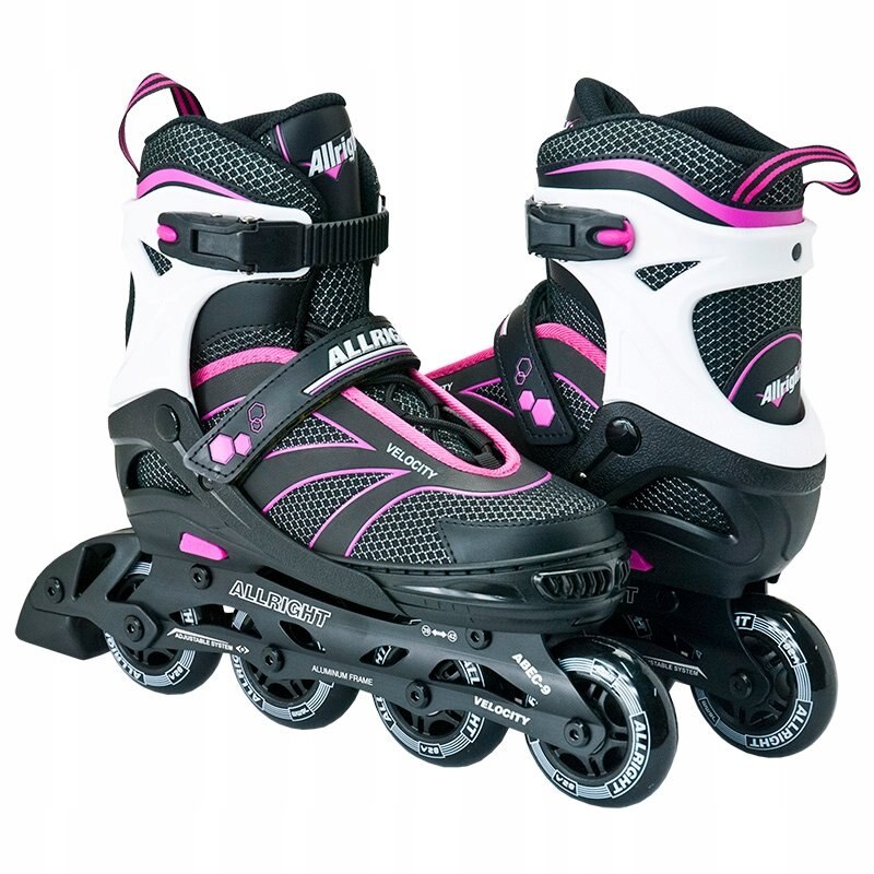 Patine cu rotile reglabile, Allright, Roz, Marimea M 35-38 - eMAG.ro