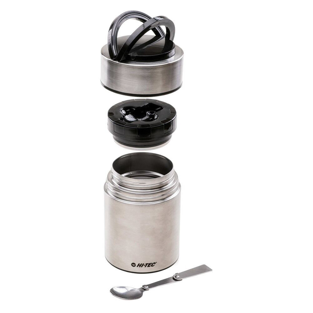 Set lingurita si termos camping, Hi-Tec, 500ml, Inox, Argintiu - eMAG.ro