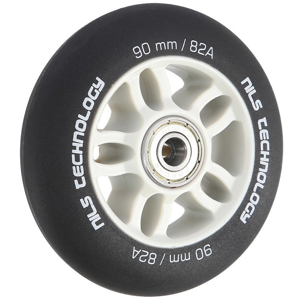 Set 4 roti mate cu 8 rulmenti, Nils Extreme, negru, PU, 90x24 82A, ABEC ...