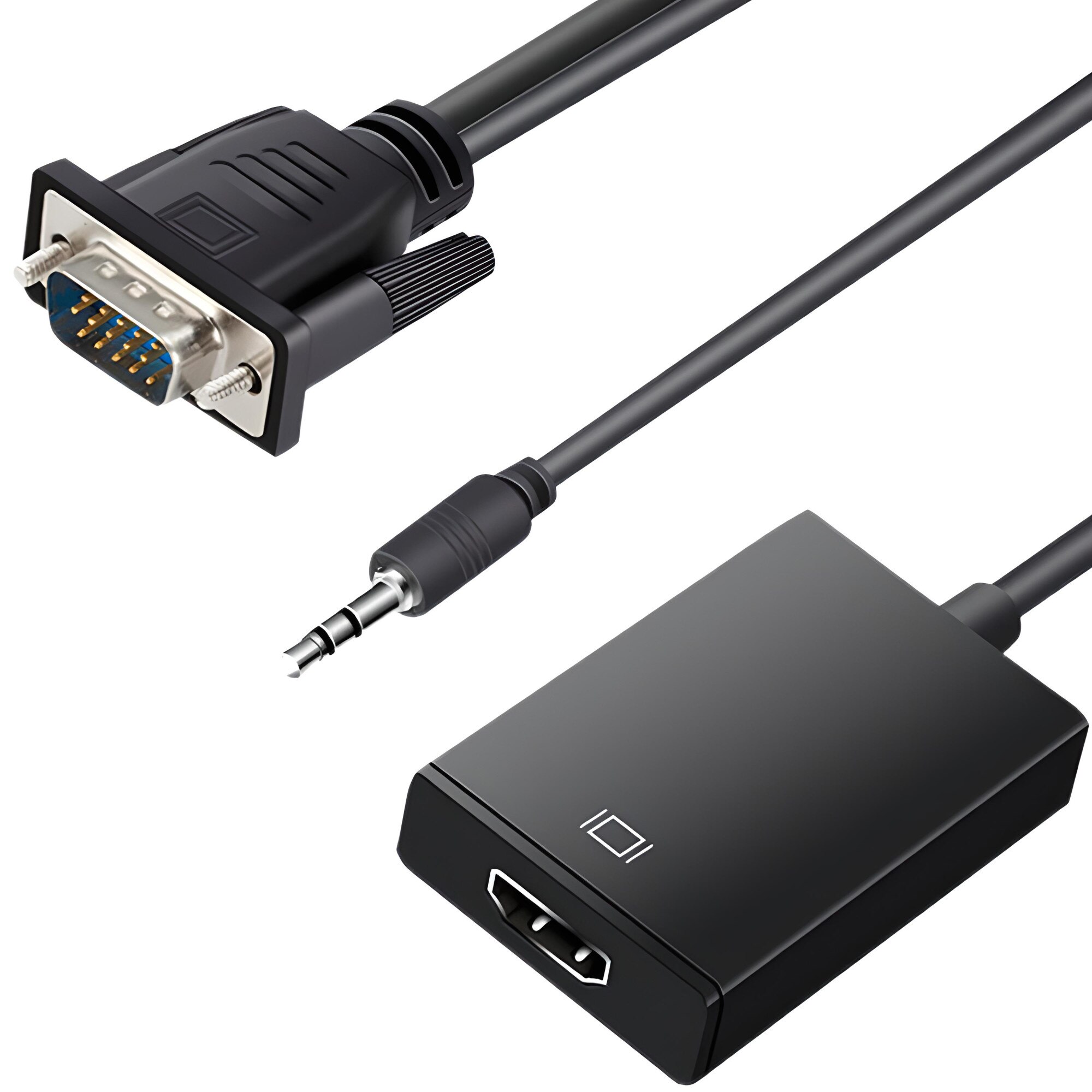 Adaptor convertor HDMI la VGA si Audio AUX, Unidirectional, Negru - eMAG.ro
