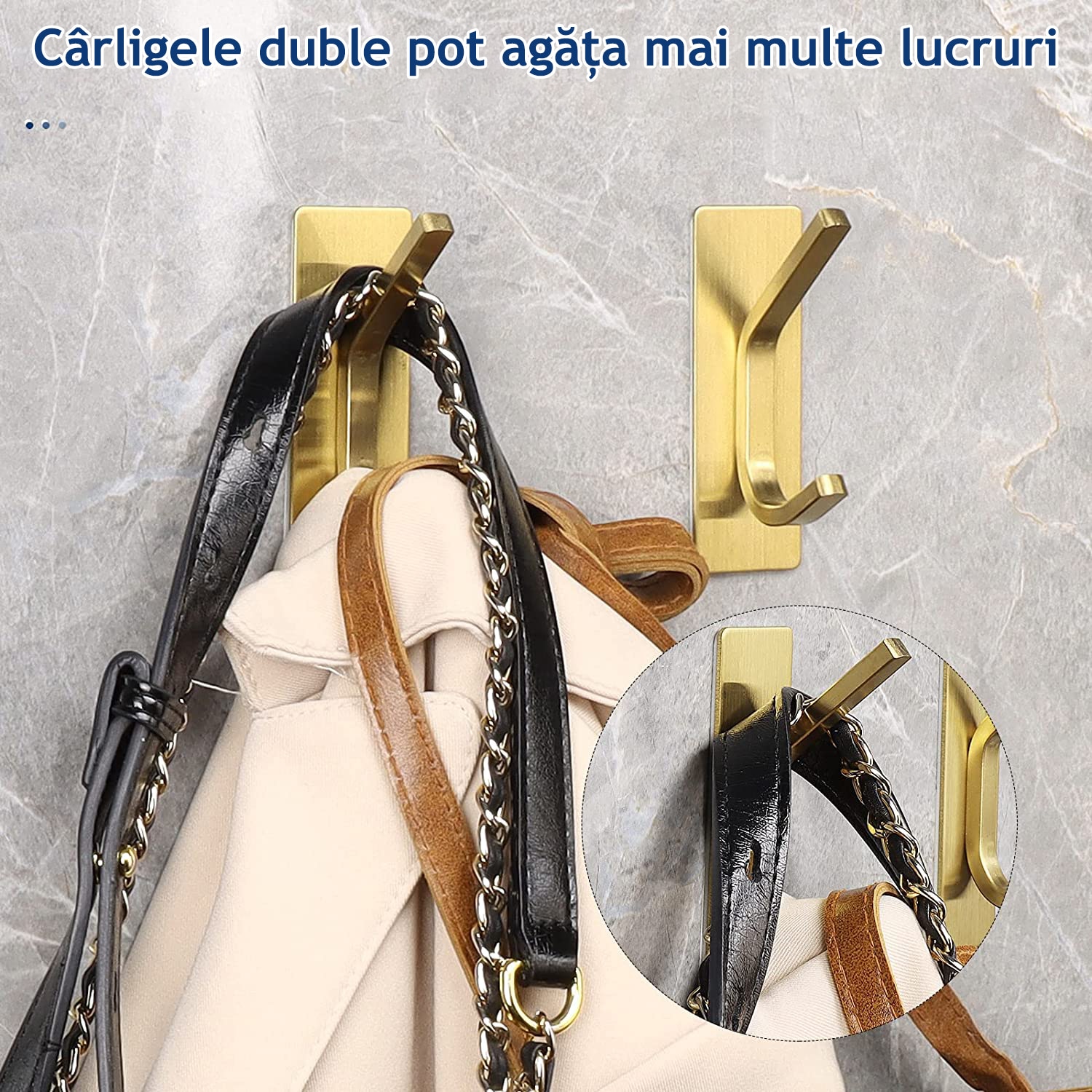 Set 4 Carlige tip cuier baie pentru prosop, BYONDSELF®, inox, montare ...