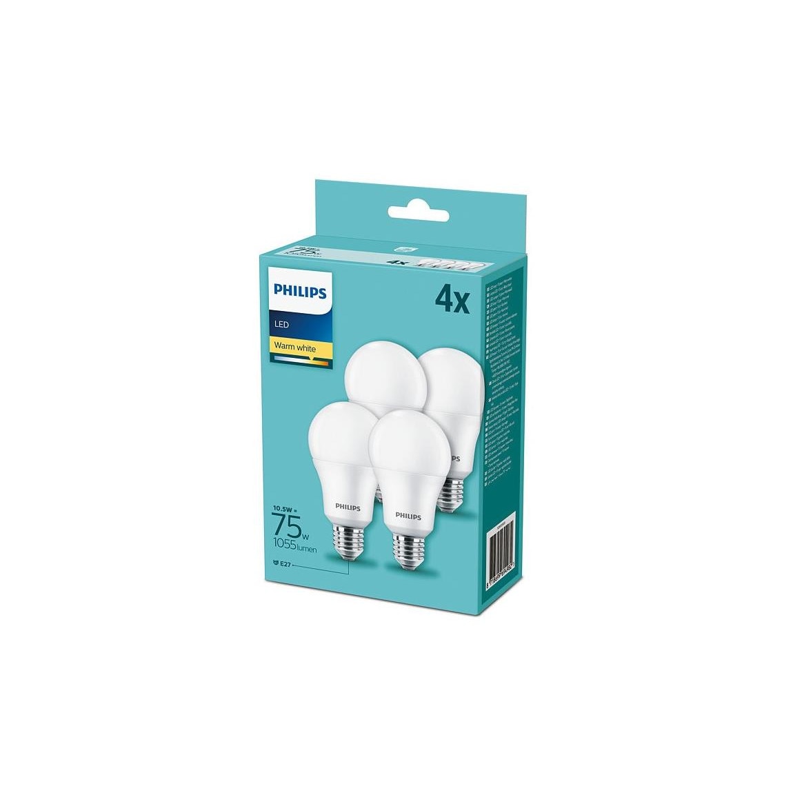 SET 4x Bec LED, Philips, A60, E27/10,5W/230V, 2700K - eMAG.ro