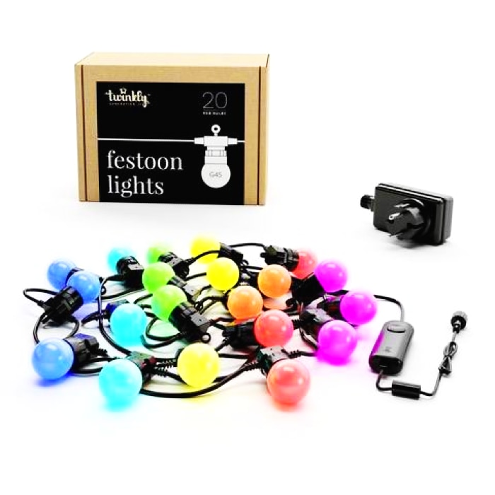 Twinkly Festoon TWF040GOP Kül-/Beltéri LED Fényfüzér 20m - RGBW ...