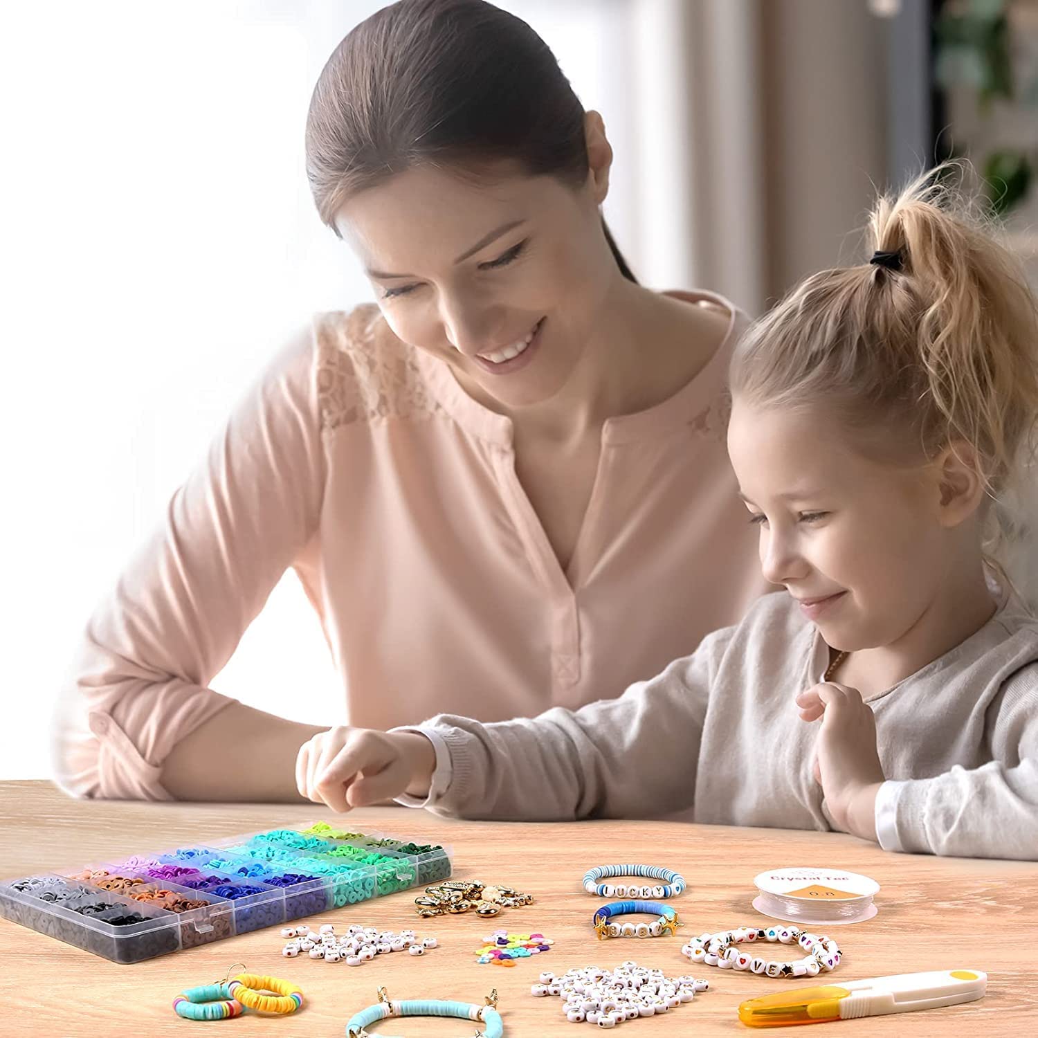 Kit margele de argila 6000 buc pentru realizarea bratari, 24 culori ...