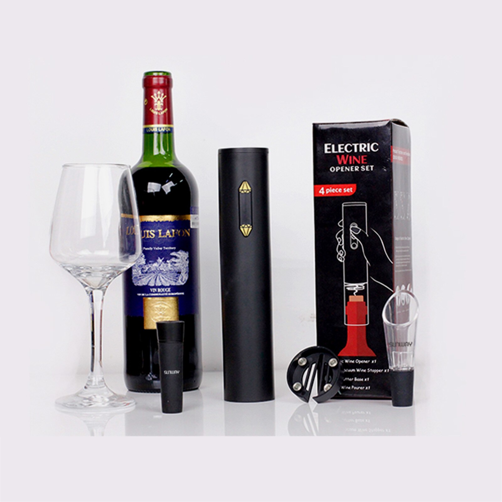 Set 4 accesorii pentru vin, NUODWELL, Deschizator electronic de sticle ...