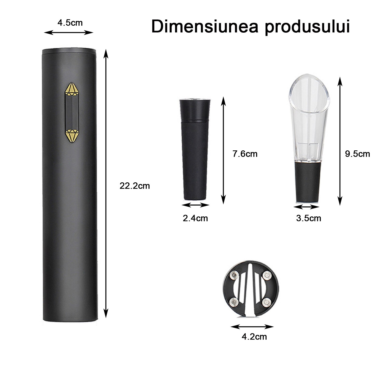 Set 4 accesorii pentru vin, NUODWELL, Deschizator electronic de sticle ...