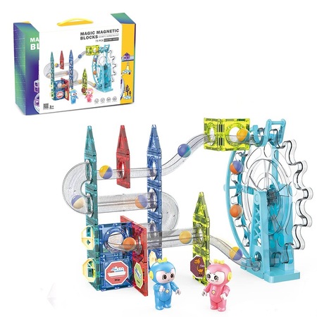 Set de Constructie Ferris Magic Magnets, Include 73 de Piese, Roata Muzicala se Invarte, Magneti ...