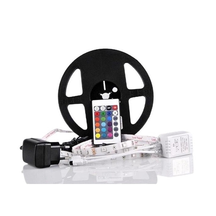 Banda LED RGB cu telecomanda, 5M, 18W, 12V - eMAG.ro