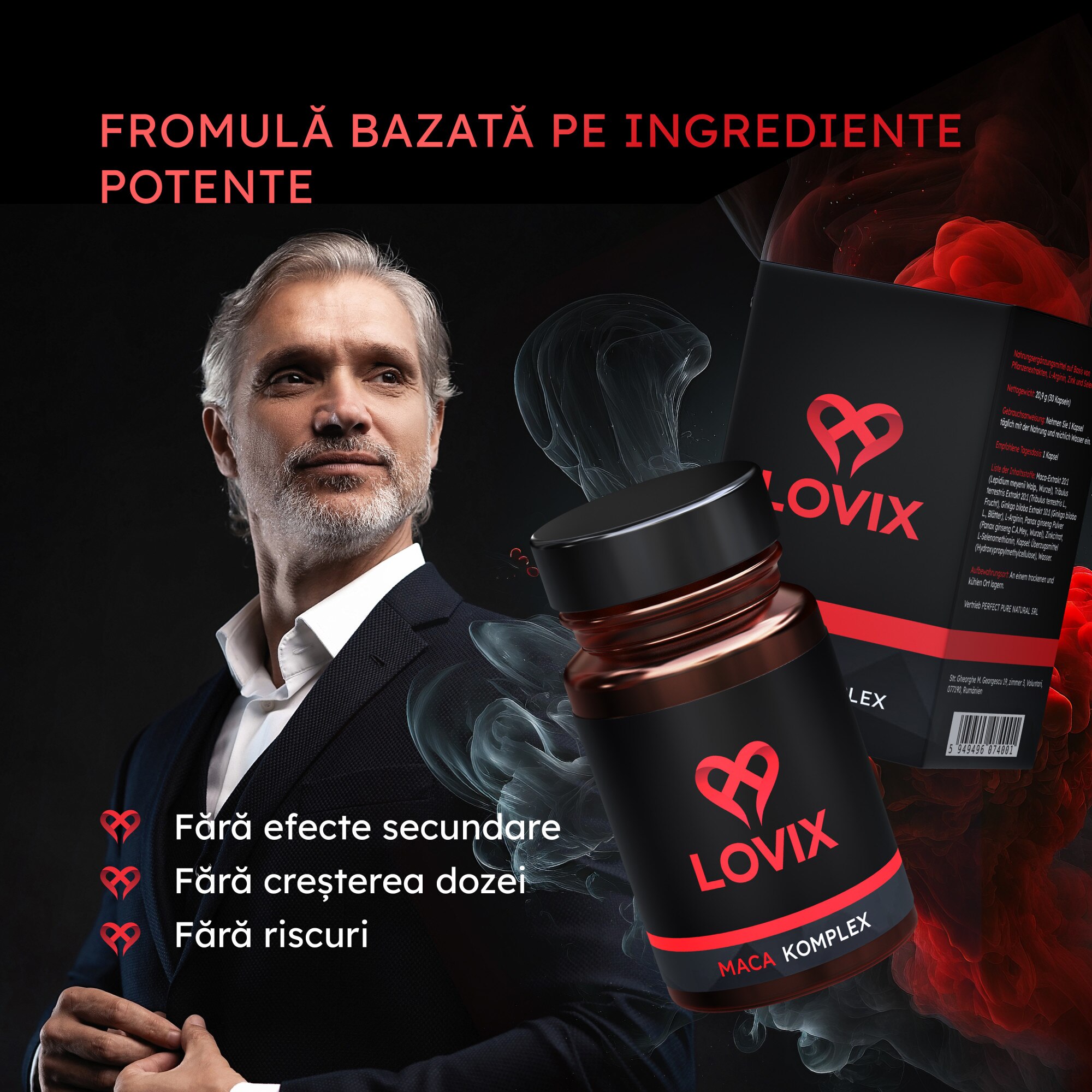 Supliment alimentar pentru potenta si erectie Lovix, 90 capsule - eMAG.ro
