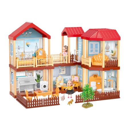 Casuta pentru Papusi DreamVilla KinderVibe™, cu 4 Etaje, 11 Camere, 4 ...