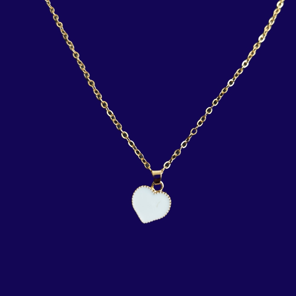 Lantisor de Dama Auriu cu Inima Alba si Carton cu Mesaj, Lant Pentru ...