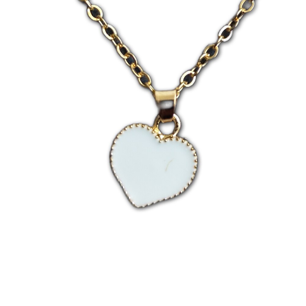 Lantisor de Dama Auriu cu Inima Alba si Carton cu Mesaj, Lant Pentru ...