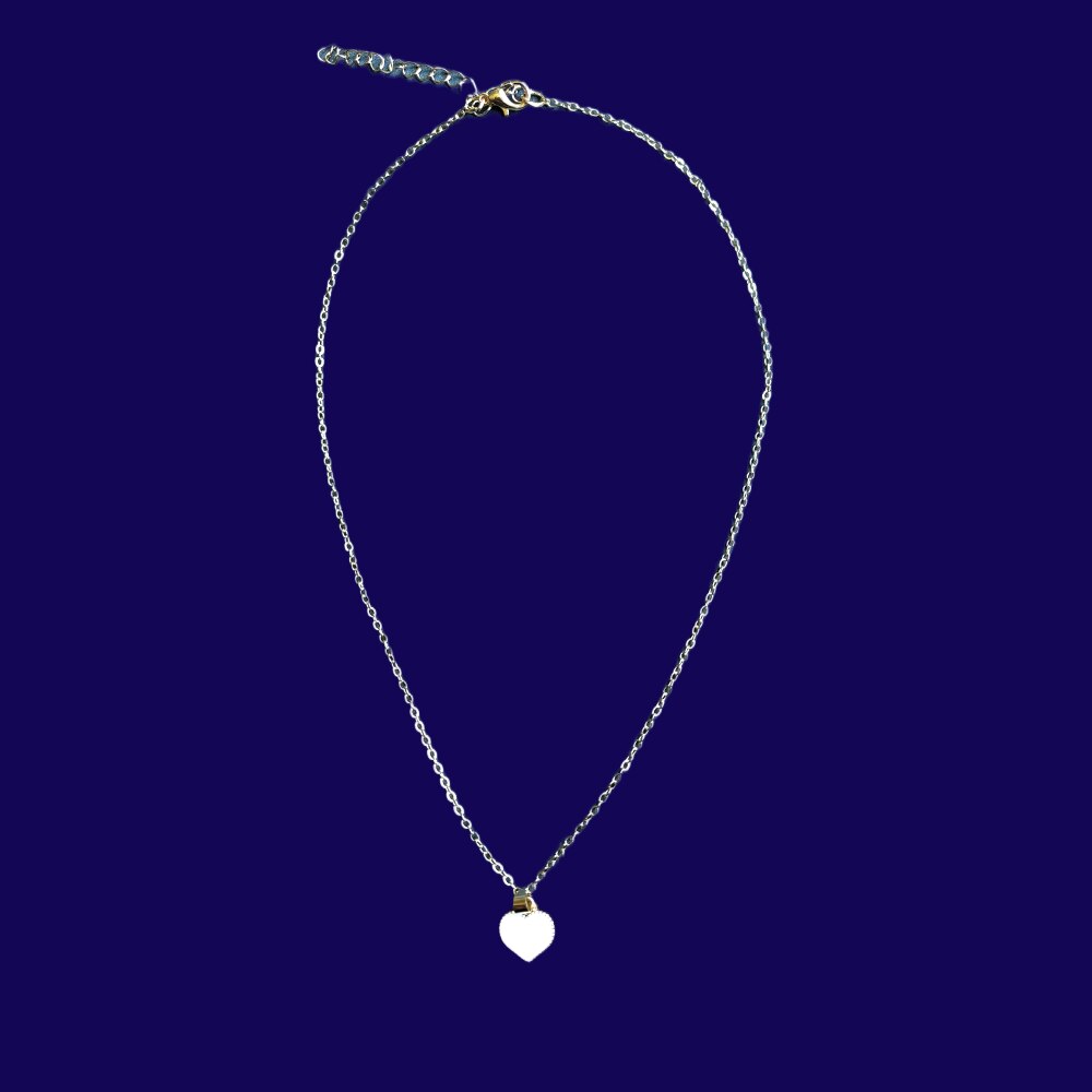 Lantisor de Dama Auriu cu Inima Alba si Carton cu Mesaj, Lant Pentru ...