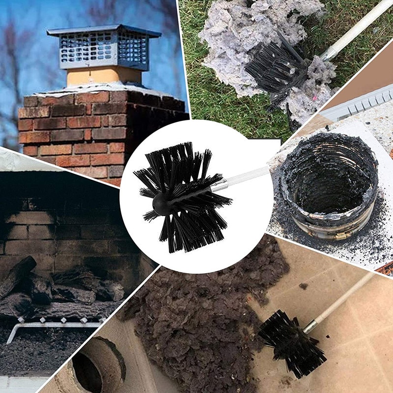 Kit de curatare cos de fum, 22 bucati, 7.4m, cu perie, conector de ...