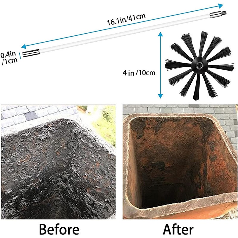 Kit de curatare cos de fum, 22 bucati, 7.4m, cu perie, conector de ...