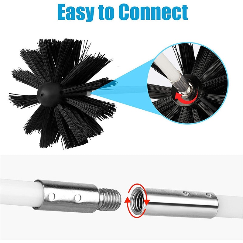 Kit de curatare cos de fum, 22 bucati, 7.4m, cu perie, conector de ...