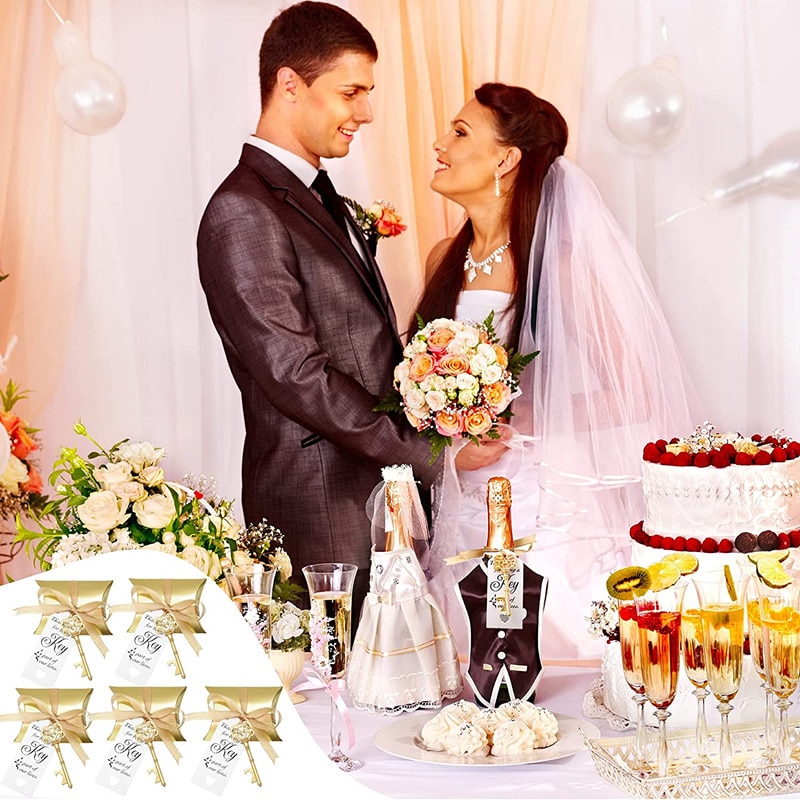 Set de deschizator de sticle cheie, marturii pentru nunta, cu card de ...