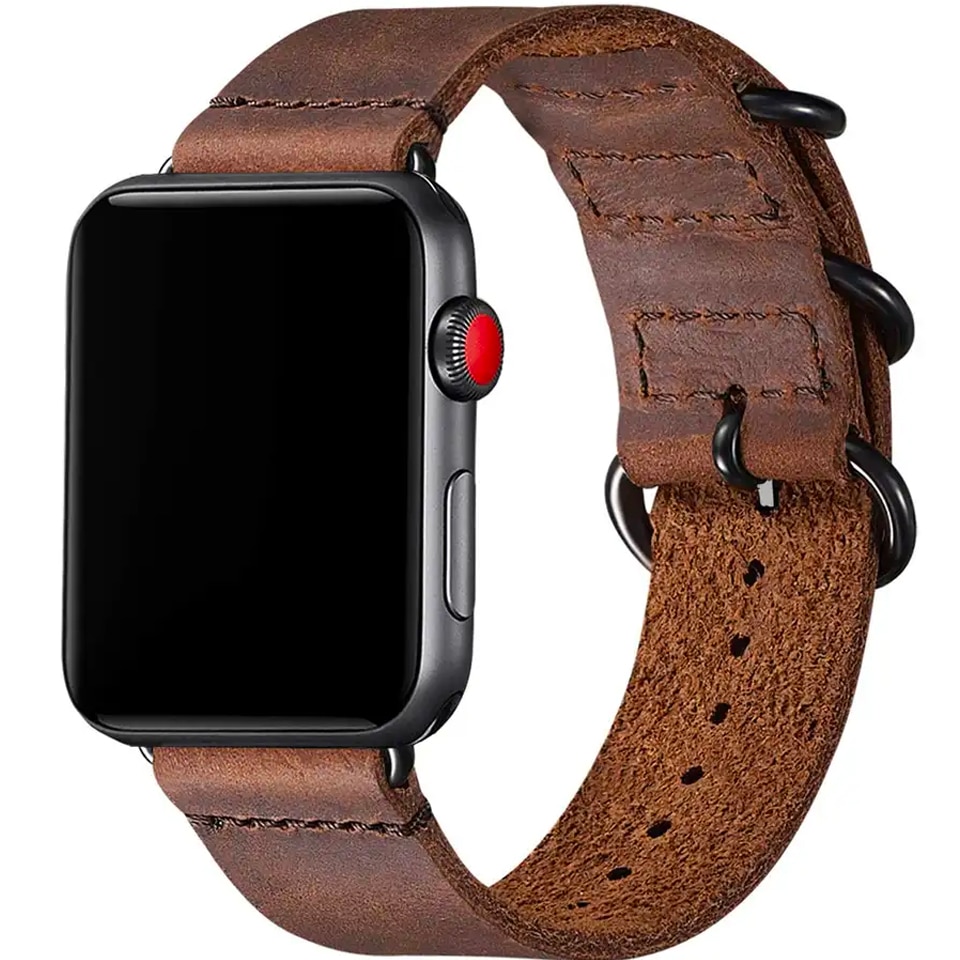 Curea piele naturala DALBAN® Vintage, pentru Apple Watch Ultra/SE/8/7/6 ...