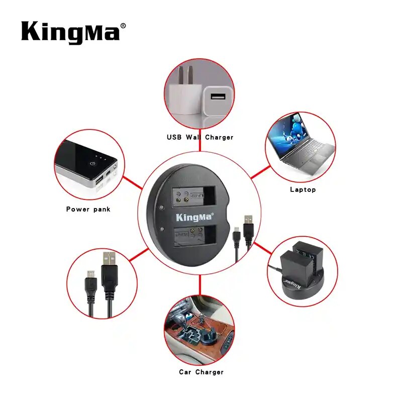 Зарядно за батерия LP-E12, KingMa, USB Dual за Canon EOS M, EOS M10 ...