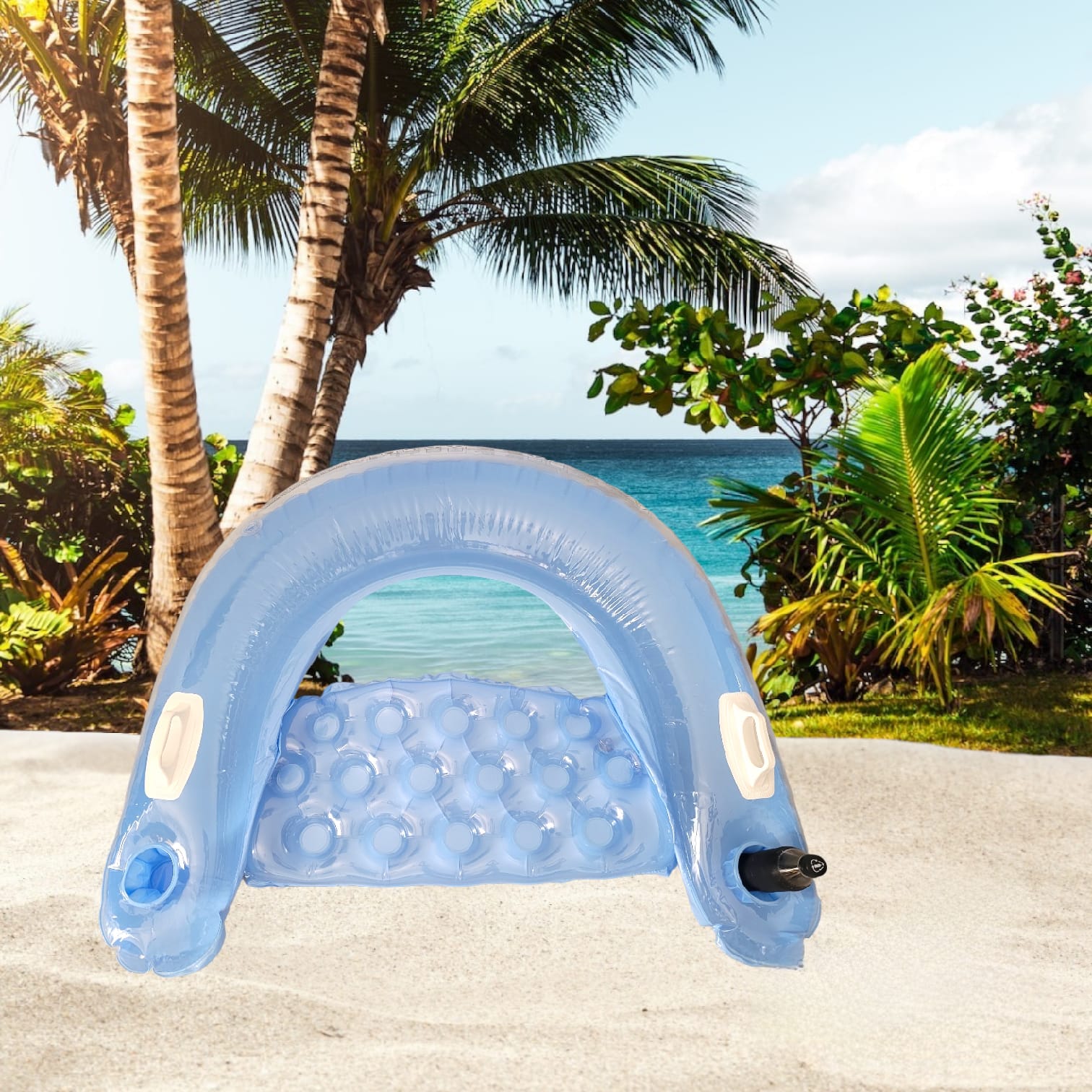 Scaun gonflabil Albastru din vinil 152 x 99 cm si pompa manuala pentru ...