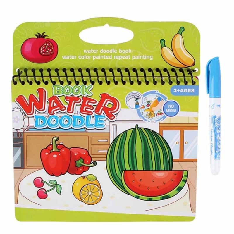 Carte de colorat cu apa reutilizabila si stilou magic Doodle Water Book ...