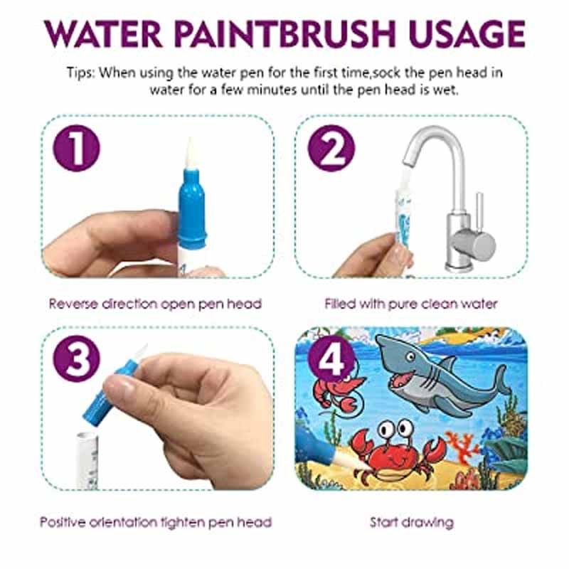 Carte de colorat cu apa reutilizabila si stilou magic Doodle Water Book ...