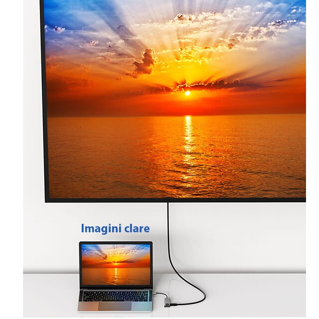 Adaptor Hub 5 in 1 cu Mufa de intrare Type-C, 1 HDMI 4k/30HZ, 1 Port ...