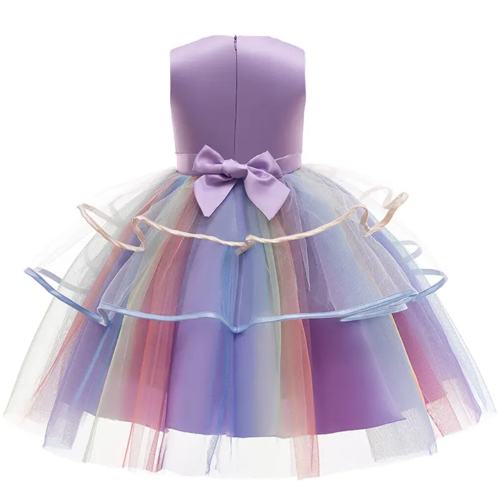 Rochie fete Unicorn Clasico, mov, cu bentita, 90 cm - eMAG.ro