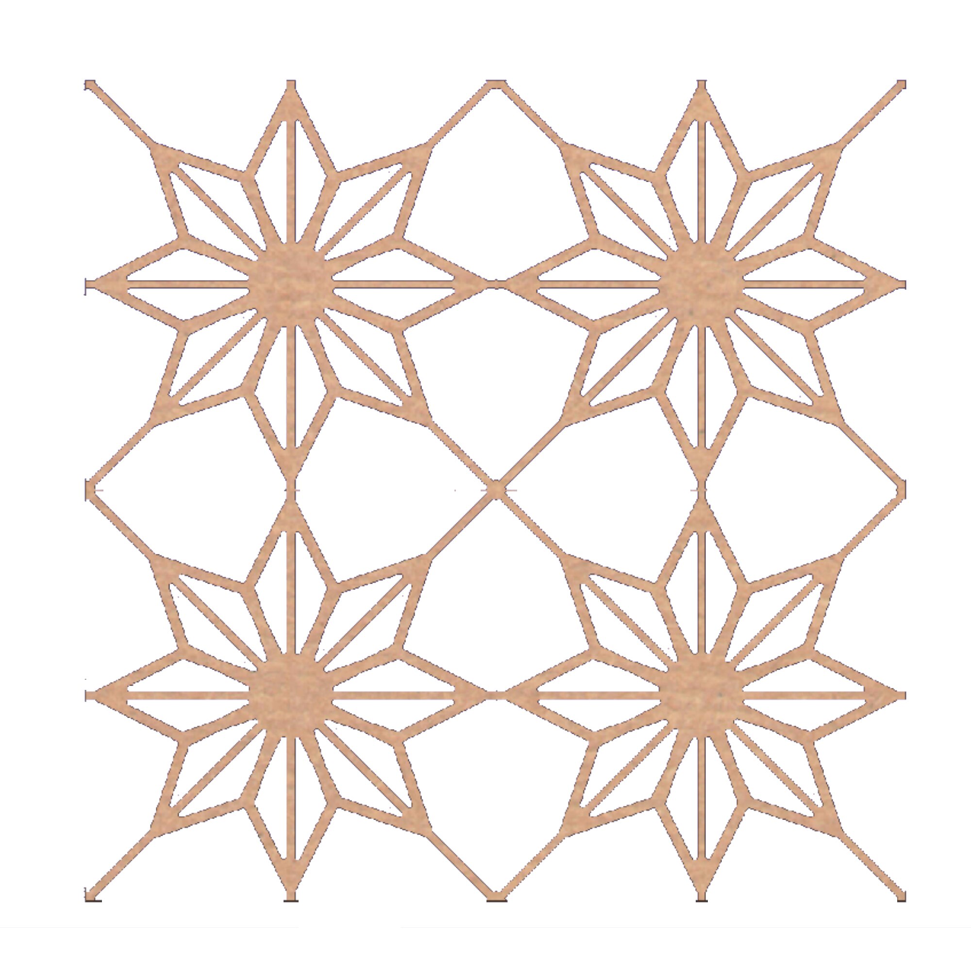 Panou decorativ traforat modular, Mdf natur, Mos167, 48 x 48 cm, 6 mm ...