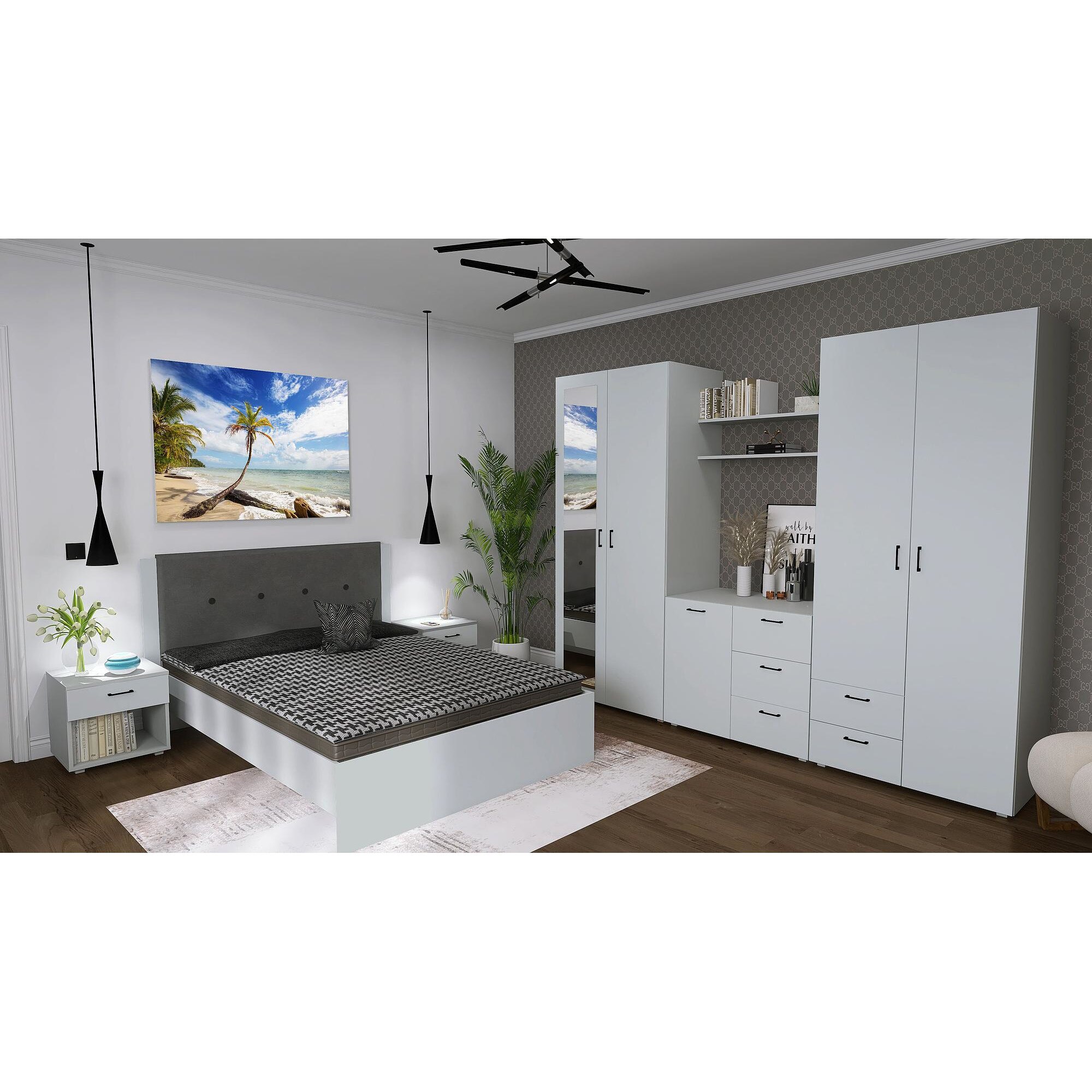 Pat dublu JUMBO 140x200, Carcasa PAL Gri piatra, Fete PAL Gri Piatra ...