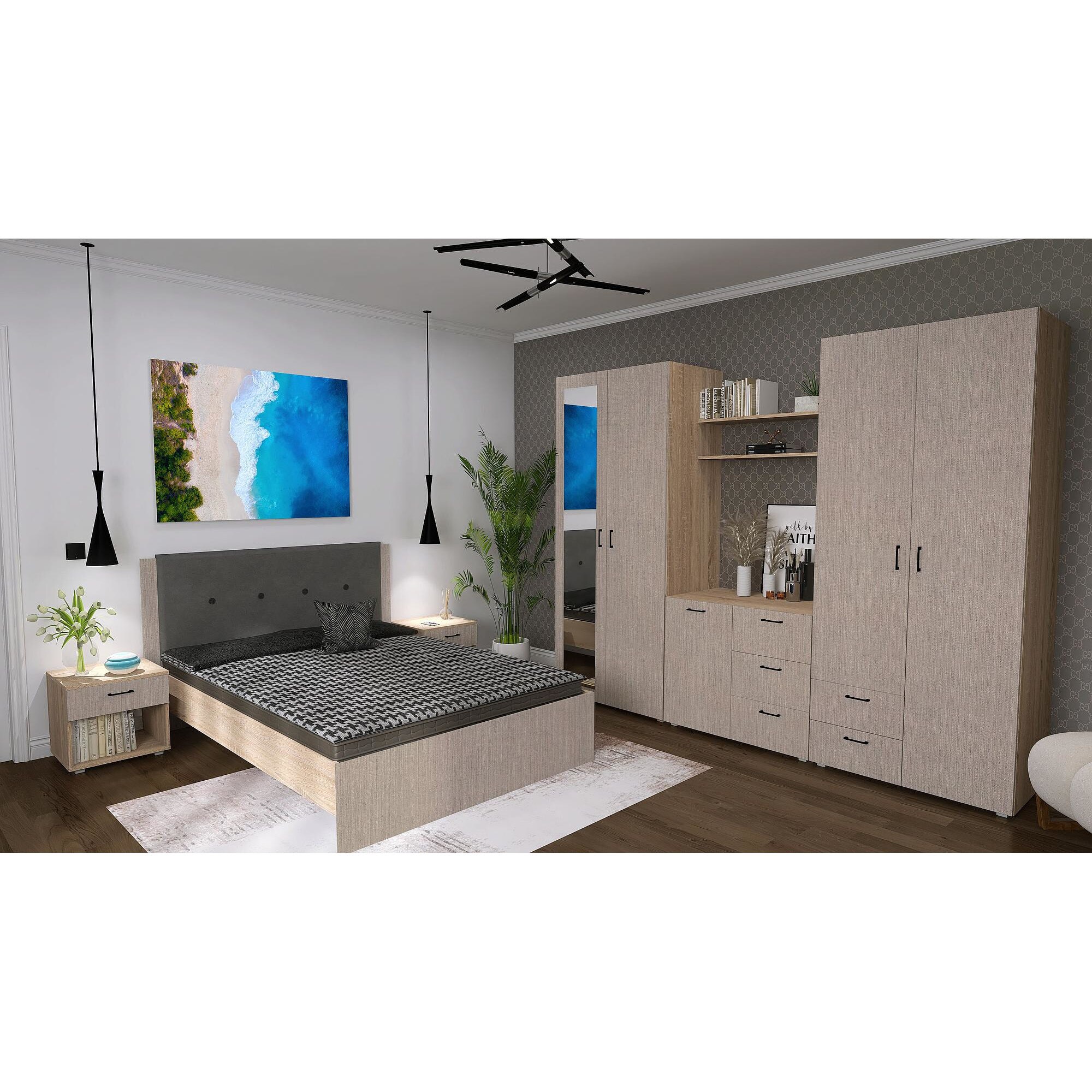 Pat dublu JUMBO 160x200, Carcasa PAL Sonoma, Fete PAL Greige Tessea ...