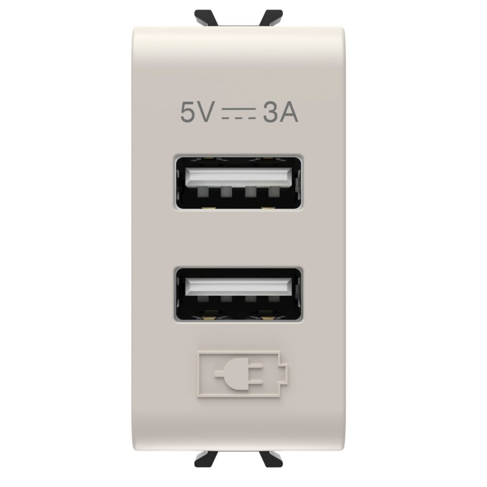 Priza USB Dubla Gewiss Chorus GW13447 A+A 5V 3A 1 Modul Bej Satin - eMAG.ro